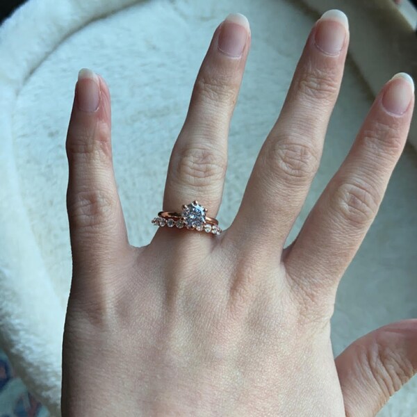 2.0CT Round Simulant Diamond 925 Starling Silver Wedding Ring/8mm ...