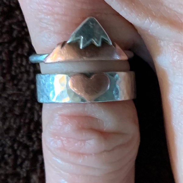 Mountain Ring, Stacking Ring, Snowy Mountain Range Sterling Silver Ring ...