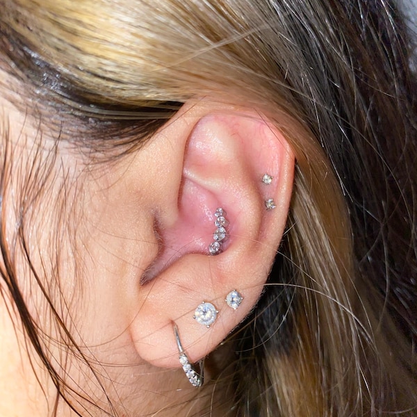 14K Solid Gold Threadless Zodiac Sign Tops/push-in Labret/12 ...