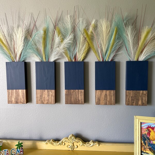 Hand-painted Wooden Block Vases - Handcrafted Wall Vase - Handcrafted ...