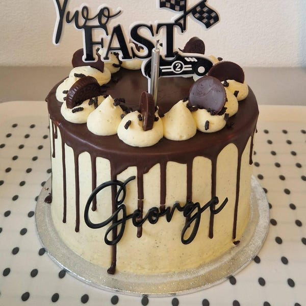 Acrylic Fast One Cake Topper, Personalised First Birthday Cake Topper ...