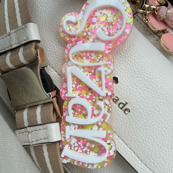 Personalized Acrylic Name Keychain: Polka Dot Backpack Tag - Etsy