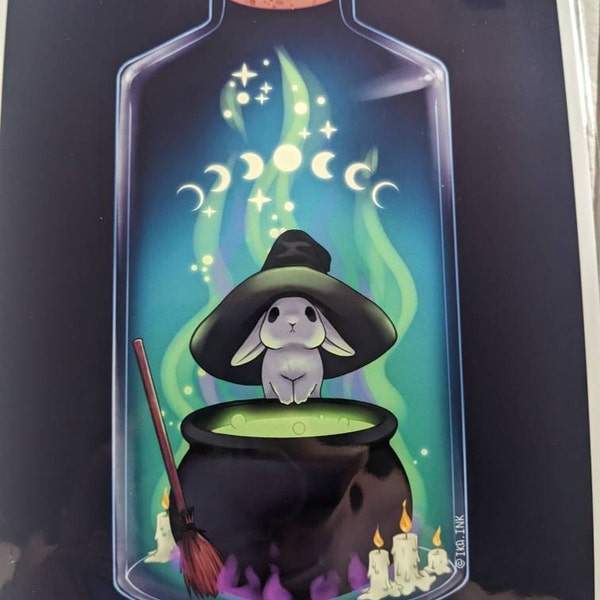 Witches Brew Bunny Art Print | Cute Witchy Rabbit Halloween ...