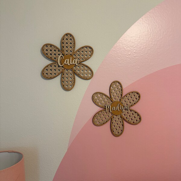 11” Rattan Daisy, Boho Daisy, Nursery Sign, Farmhouse Style ...