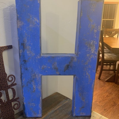 8 Inch Letter H in Burnt Orange Cottage Chic and Distressed - Etsy
