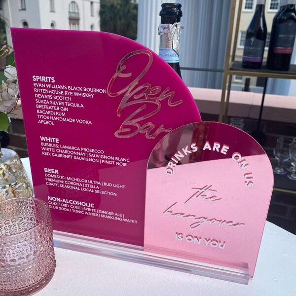 Bar Menu With 3D Cutout in Double Acrylic Arch + Scallop Edge Arch - Etsy