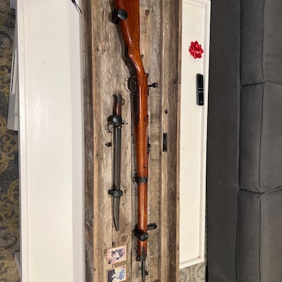 Rustic Dual Gun Rack W/ Ammo Storage, Reclaimed Wood Gun Rack, Railroad ...