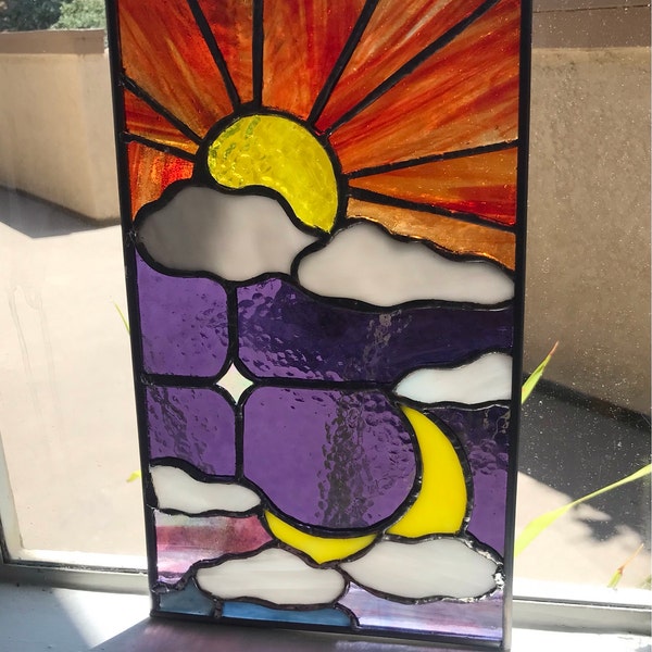 Celestial Sun and Moon Stained Glass Pattern, Beginner Stained Glass ...