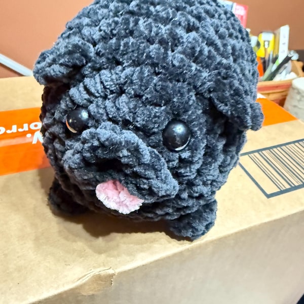 Crochet Potato Pug Dog Chenille Yarn Pug Puppy Amigurumi Plushie Angel ...