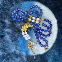 Mala Necklace With Mystic Aura Quartz Moonstone Aquamarine Blue Lace ...
