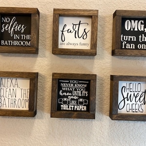 Bathroom Mini Collection 6x6 Sign. Farmhouse Bathroom, Bathroom Shelf ...