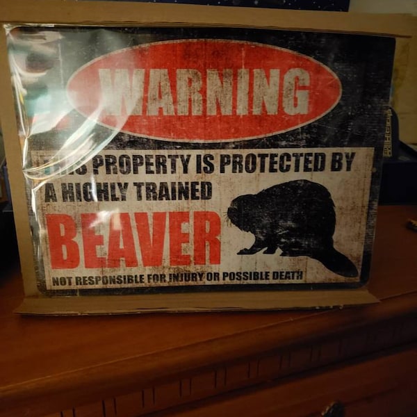 Funny Beaver Warning Sign, Beaver Decor, Animal Signs, Wildlife, Beaver ...
