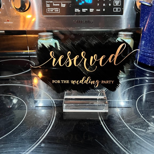Reserved Wedding Party Table Sign, Acrylic Wedding Table Sign and Decor ...