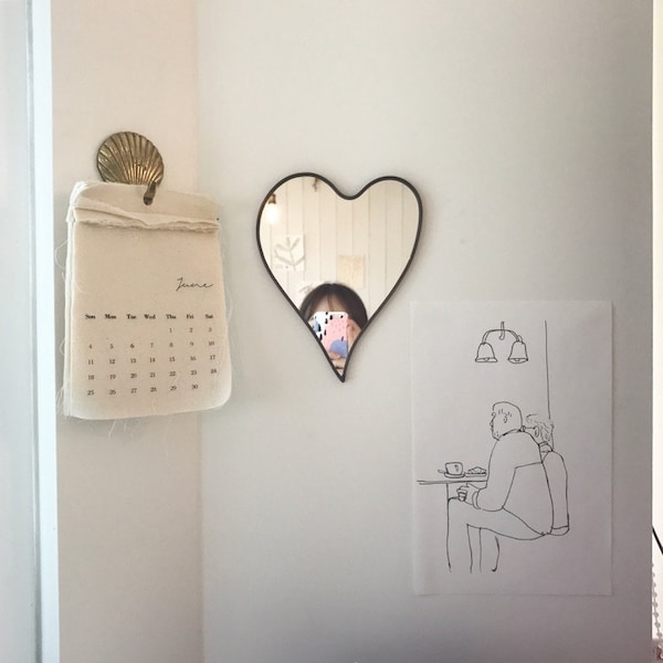 Heart Mirror No. 1 / Handmade Wall Mirror Heart Shape Art Outline Cœur ...