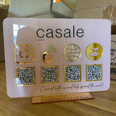 Multi QR Code Instagram Facebook Business Social Media Sign Salon Sign ...