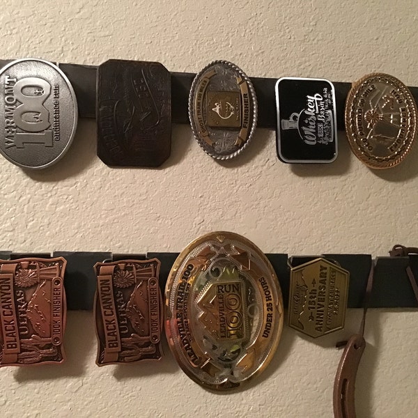 BELT BUCKLE RACK - 5 Hooks Wall Display - Hammer Textured by Blacksmith ...