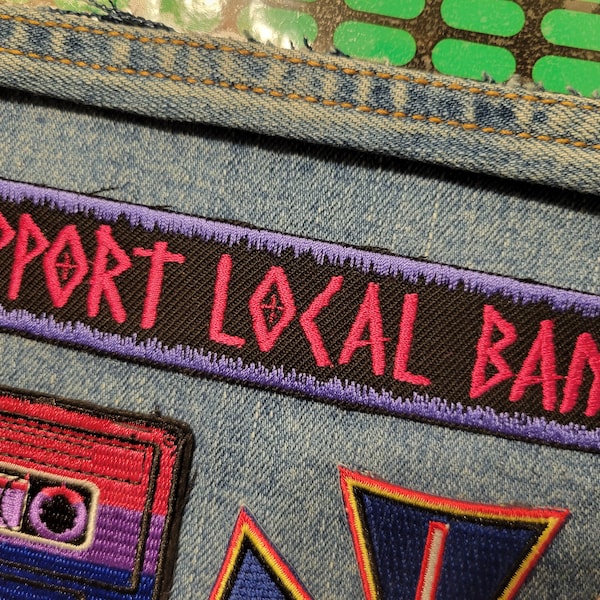 Support Local Bands Embroidered Patch Pink and Purple Metal Punk Rock ...