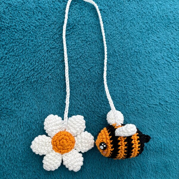 Rainbow Daisy Charm Crochet Pattern, Crochet Rear View Mirror Car ...