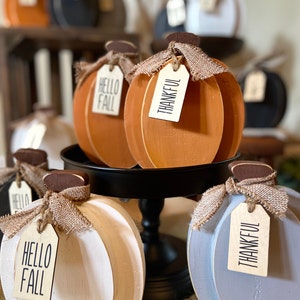 3 Pack of Unfinished 3D Pumpkins Made of Solid Pine Lumber / Fall Decor ...
