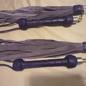 Real Genuine Cow Hide Suede Leather Flogger 25 Falls Purple Nunchaku ...