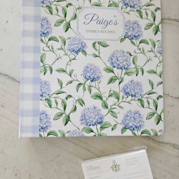 Blue & Green Hydrangea Recipe Journal, Watercolor Recipe Book is ...