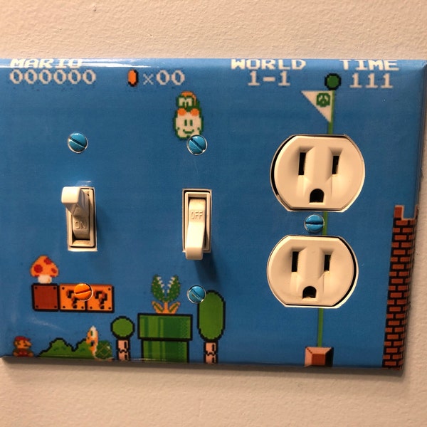 Classic Super Mario Bros. Themed Light Switch Cover, Outlet Cover - You ...