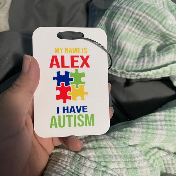 Autism Bag Tag, Autism Alert Tag, Personalized Bag Tag, Autism Hang Tag ...
