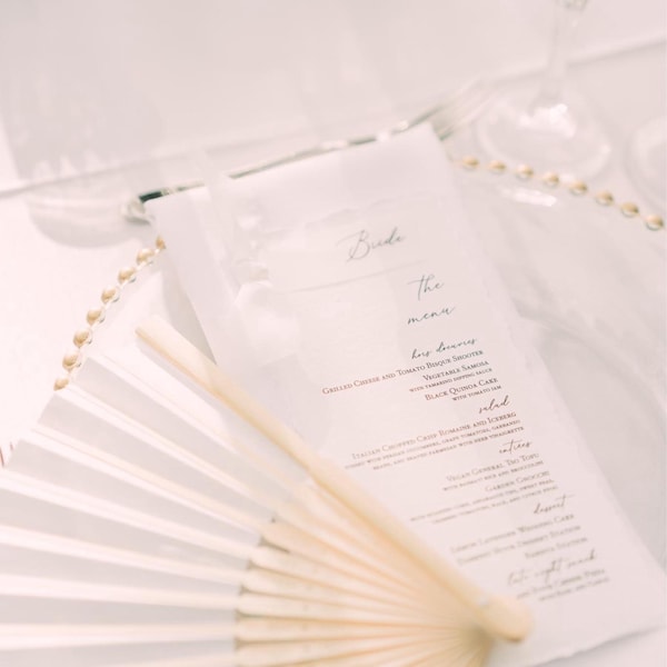 Handmade Wedding Menu With Place Card (sold in Sets of 10) - Frayed ...