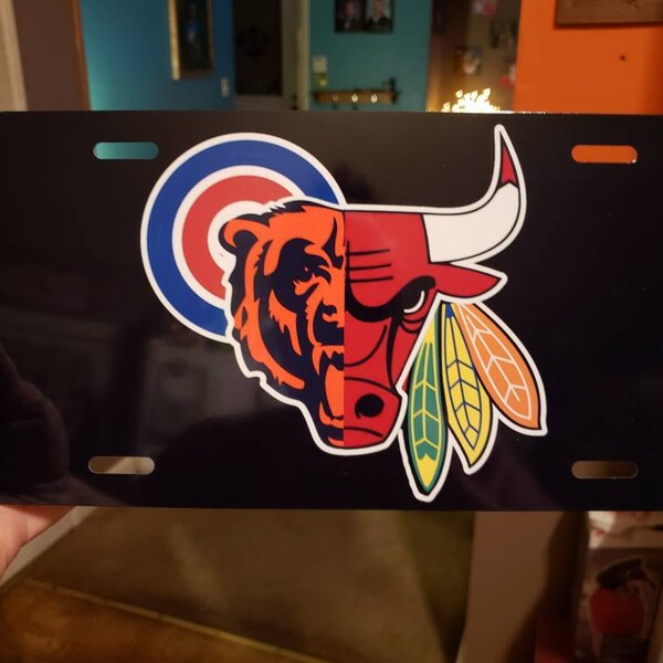 Chicago Pride Combined Sports Teams Logos License Plate Bears Hawks ...