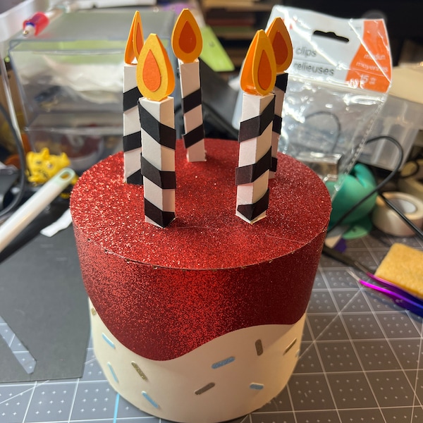 Bundle of 3D Birthday Cake Gift Box SVG Cut Files - 3 Mix & Match 3D ...