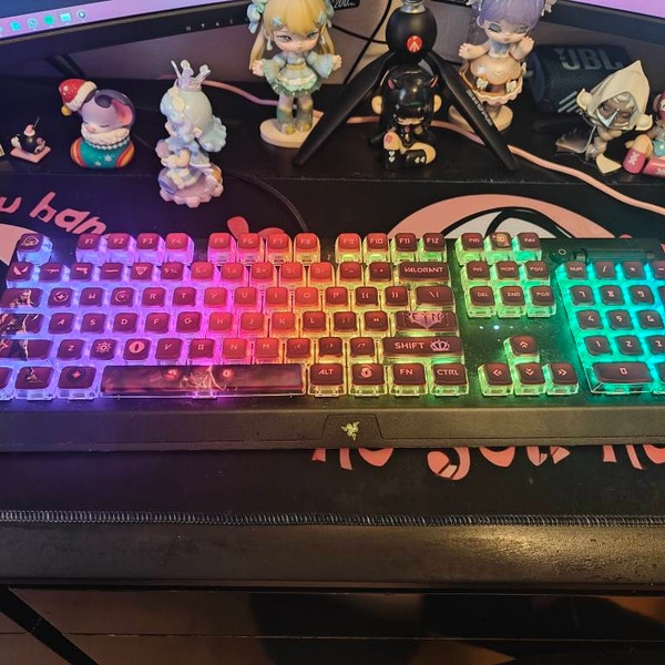 Black White Cute Ghost English PBT 139 Keys Cherry Profile Keycaps Set ...