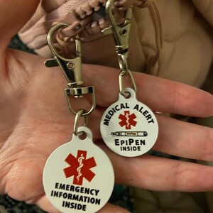 Epipen Tag I Carry an Epipen Keychain Clip-on Medical Alert 2-pack ...