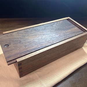 Handmade Solid Walnut Sliding Lid Box - Etsy