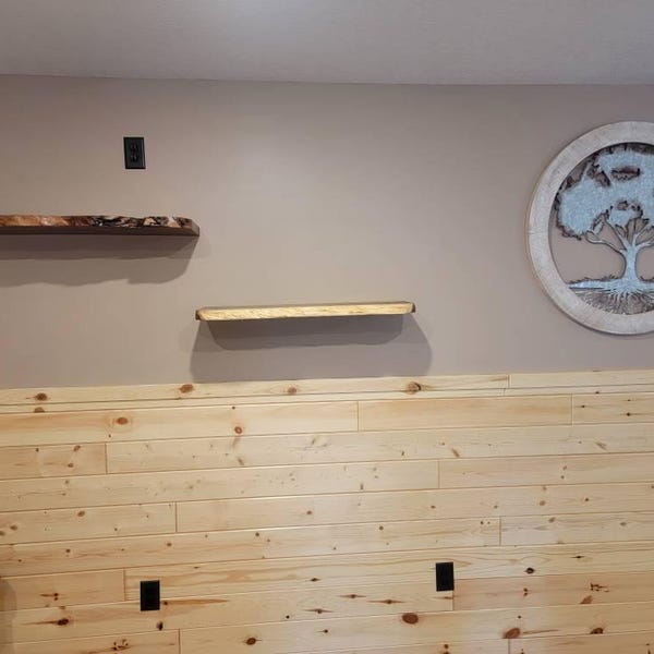 Narrow Floating Live Edge Side Table With Live Edge Table Entryway ...