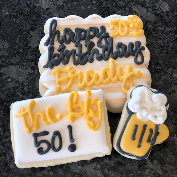 50th Birthday Beers and Cheers Birthday Sugar Cookies - Etsy