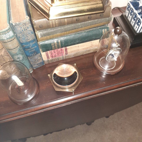 4" Antiqued Brass Hexagonal Dome Desk Magnifier, Antique Vintage Style ...