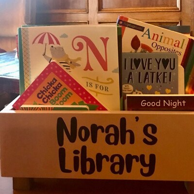 Personalized Children's Library Box, Baby Book Box, Book Storage ...
