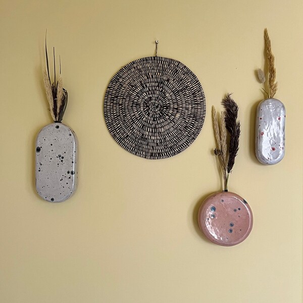 Denim Blue Round Clay Coaster Set, Dried Wheat Ceramic Imprint Coasters ...