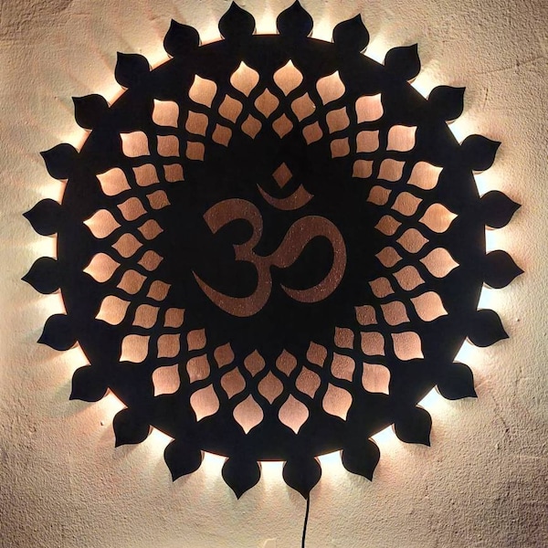 Om Led Light, Mandala Led Wall Art Decor, Mandala Light Sign, Om Symbol ...