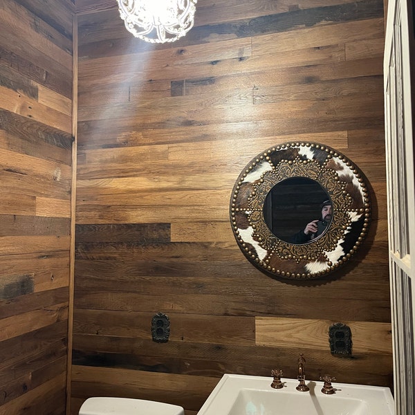 Tooled Leather & Brindle Cowhide Fancy Western Decor Gilded Wall Accent ...