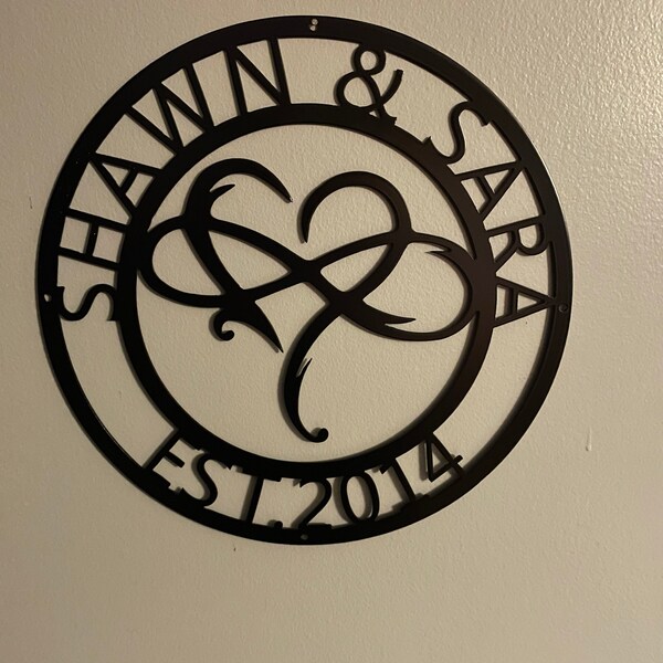Personalized Infinity Heart Metal Sign | Custom Family Name, Wedding ...