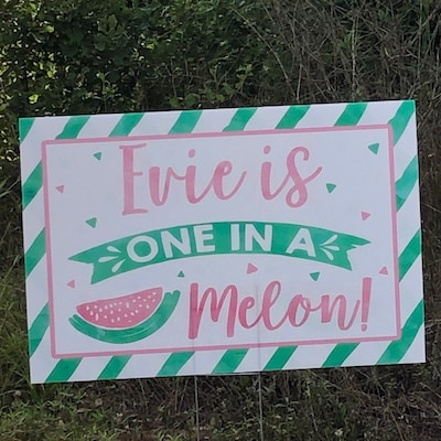 Watermelon Birthday Sign, One in a Melon Birthday Sign, Watermelon Sign ...