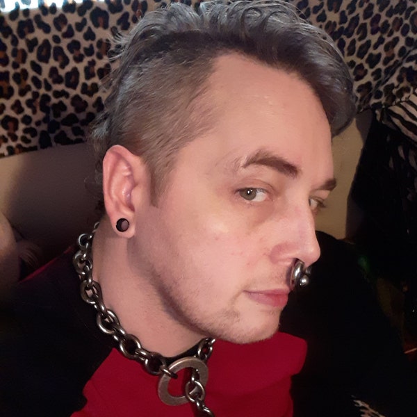 Men’s Sexy Bondage Black Metal Chain Leash, Horn Pendant Necklace ...