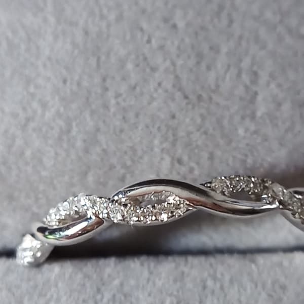 14K Diamond Twisted Wedding Band / Diamond Ring / Twisted Band ...