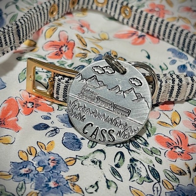 Name Tag for Dog, Hand Stamped Pet ID Tag, Train Dog Tag, Caboose, Dog ...