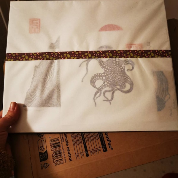 Linocut Heavy Rain Original Art Print With a Red Monogram, Nature Wall ...