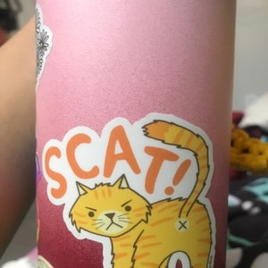 Funny Cat Vinyl Sticker, Cat Sticker, Scat Sticker, Scram Sticker ...