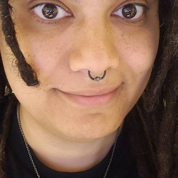 Black Niobium Piercing Ring With Sterling Silver Lock 14g 16g 18g 1.6mm ...