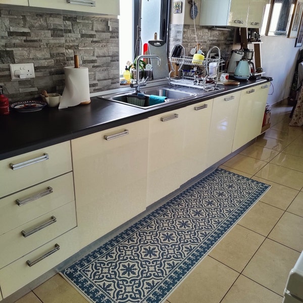 Vinyl Tiles Floor Mat, Choose Your Mat Color. Linoleum Rug Printed to ...