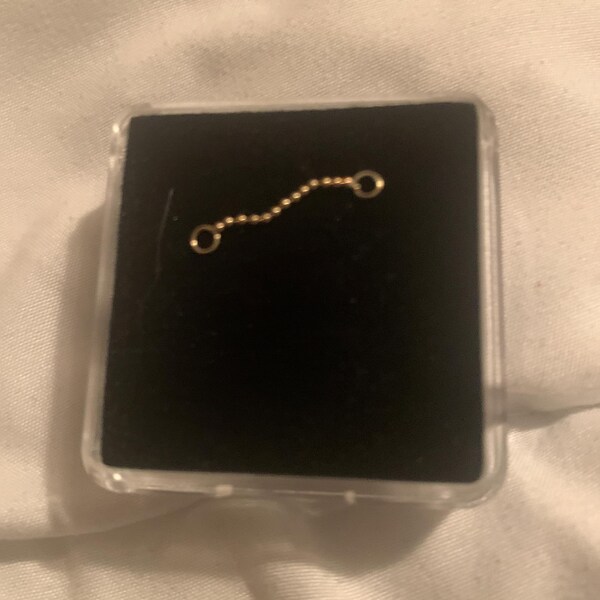 14K Solid Gold Chain Attachment Beaded Chain Dangle Ear Jacket Chain ...